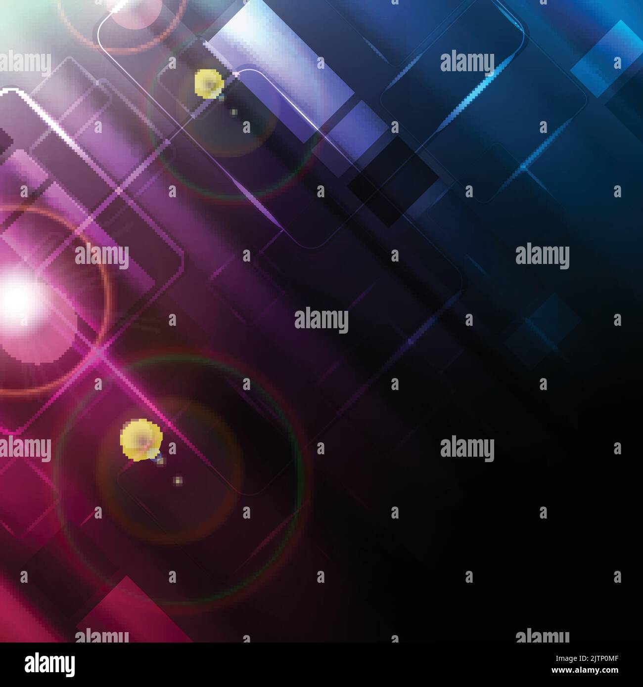 Blue and purple glowing abstract tech background with glossy squares ...