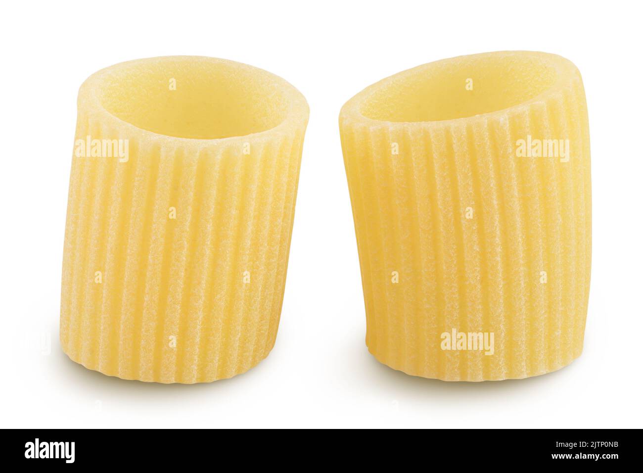 raw italian pasta in wooden bowl isolated on white background. Mezze ...