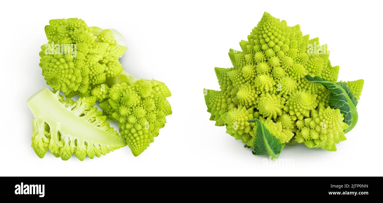 Romanesco broccoli cabbage or Roman Cauliflower isolated on white ...