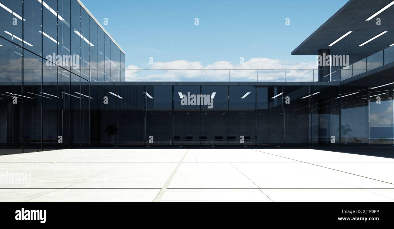 Modern glass wall commercial buildings exterior. Realistic 3d rendering ...