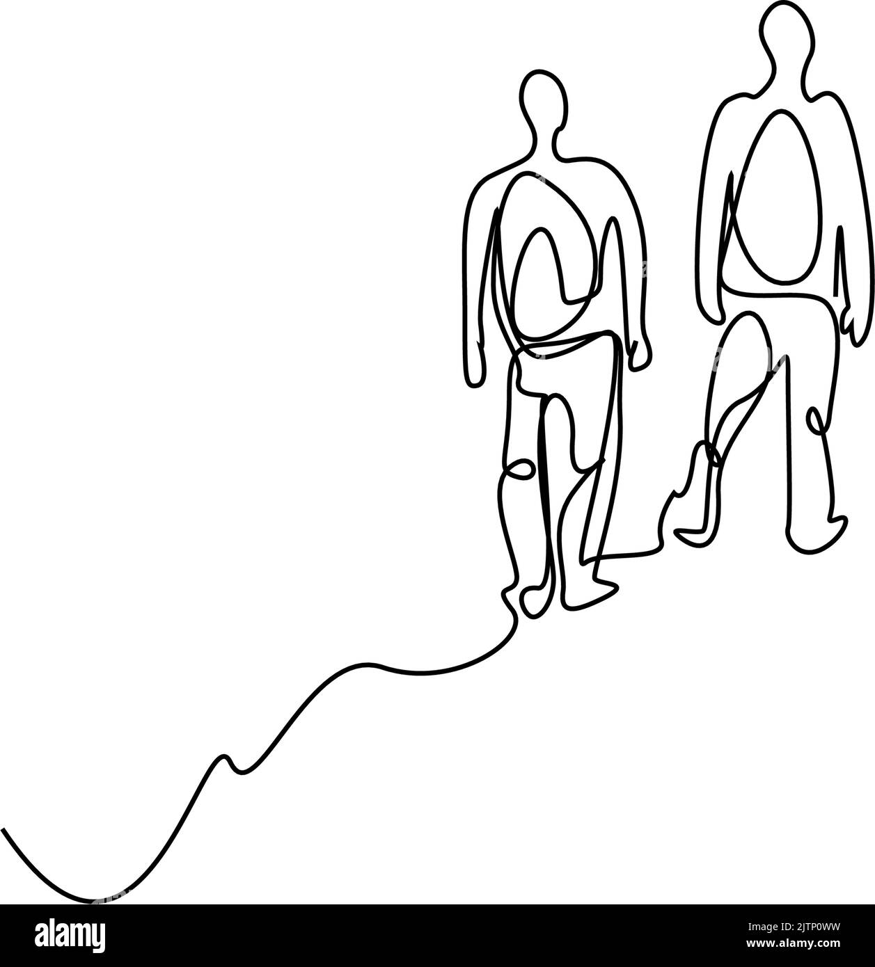 two boyfriends with backpacks walking up hill and looking away Stock ...