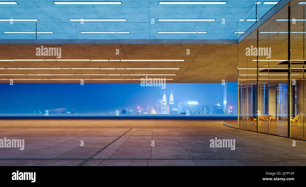 Modern glass wall commercial buildings exterior with citiscape view ...