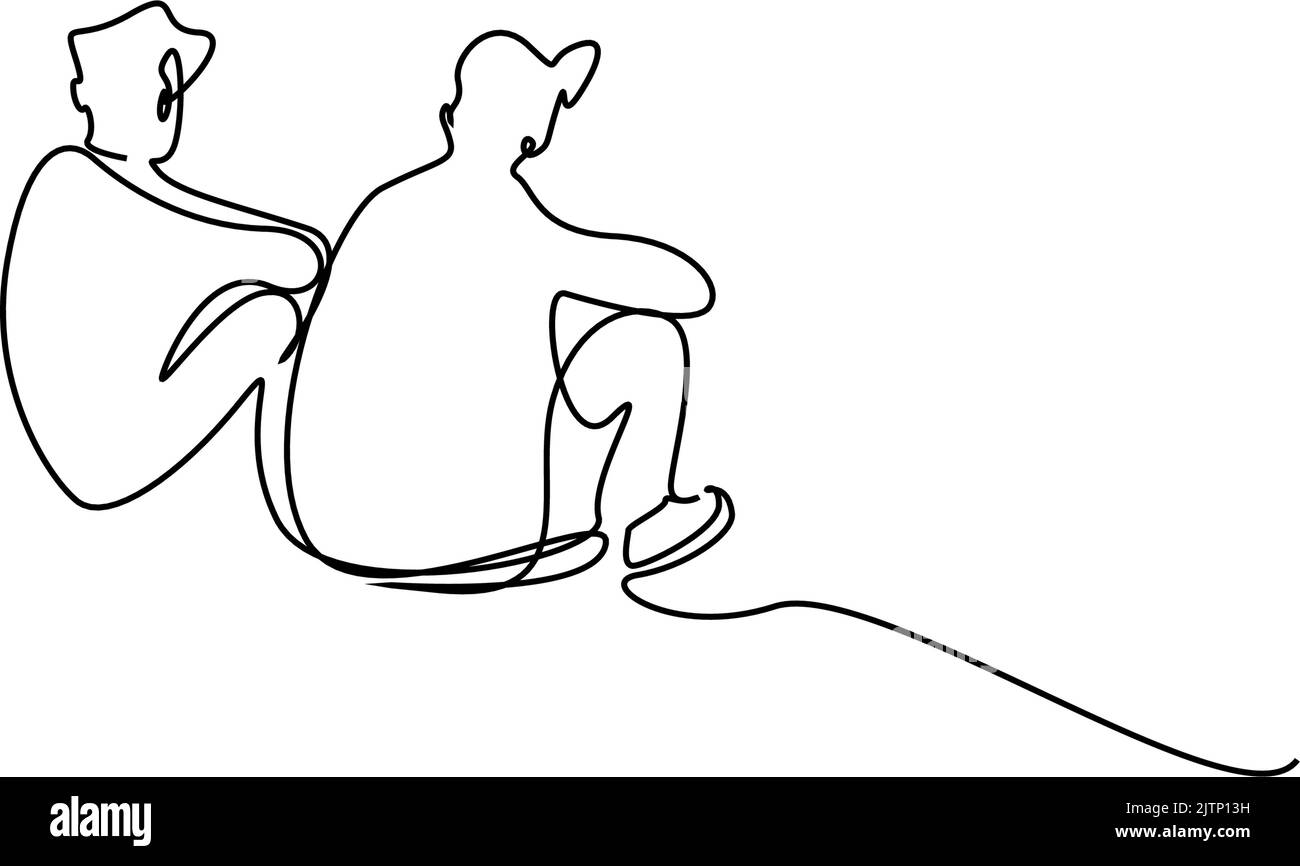 two friends sitting calmly on the floor and thinking back view Stock ...