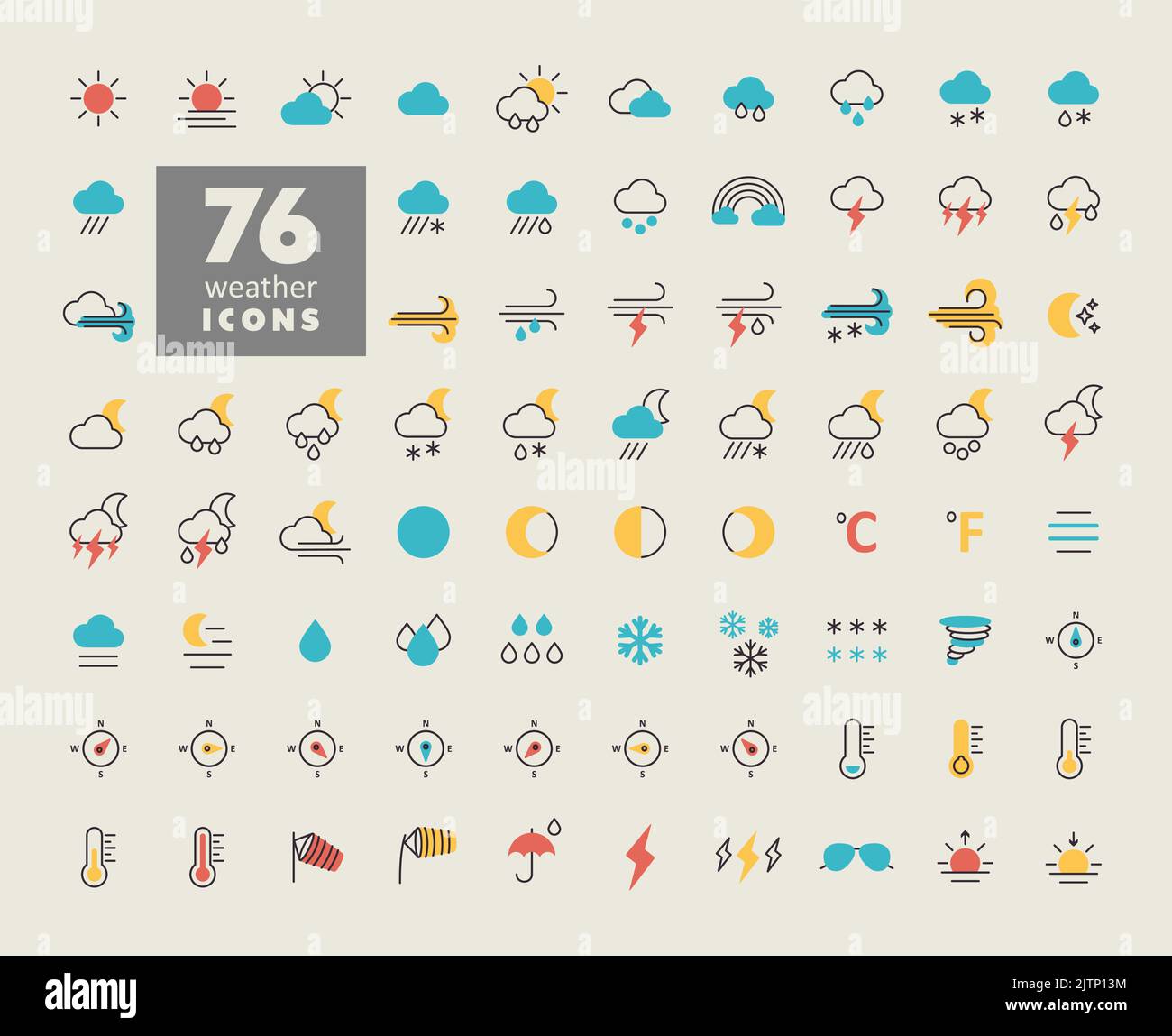 Vector weather forecast icon set. Meteorology sign. Graph symbol for ...