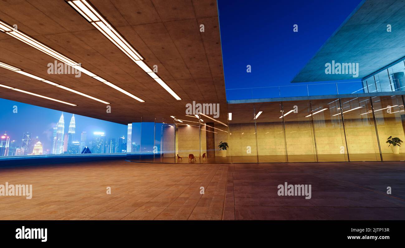 Modern glass wall commercial buildings exterior with citiscape view ...