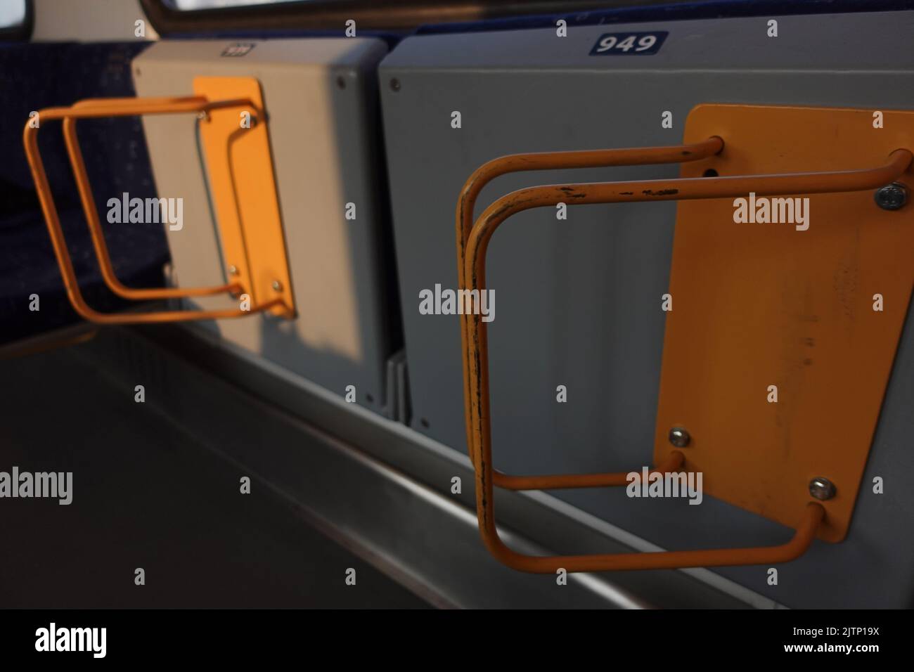 Bicycle racks on a train with shadows artistically manifesting Stock ...