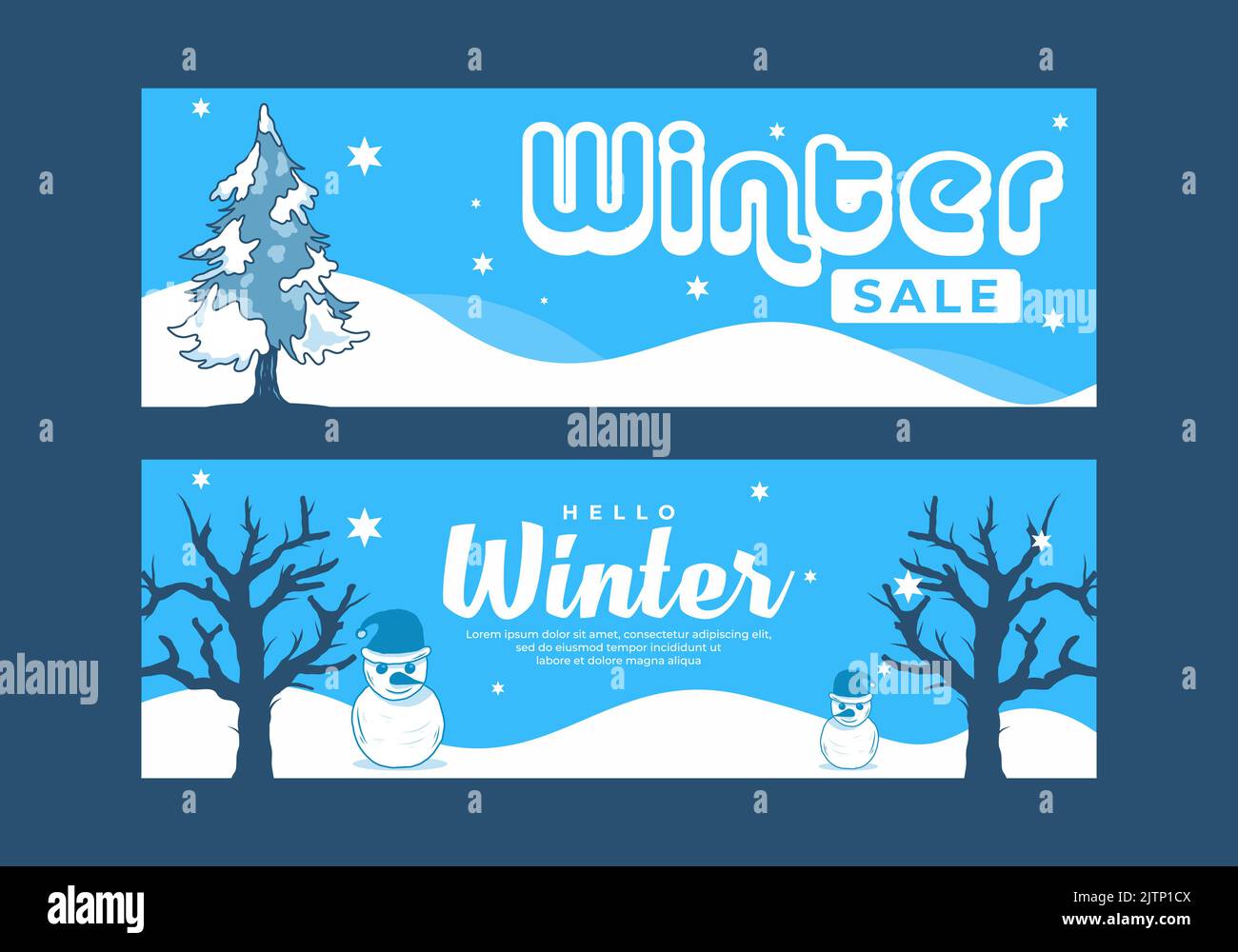 Blue color of winter season banner design for website or social media ...