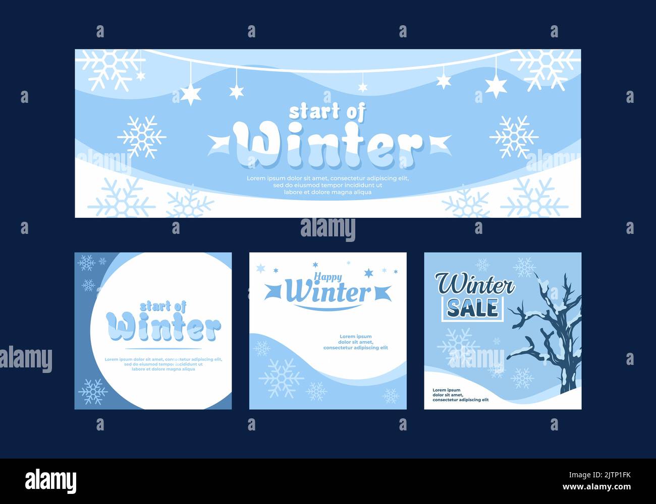 Blue color of winter season banner design for website or social media ...