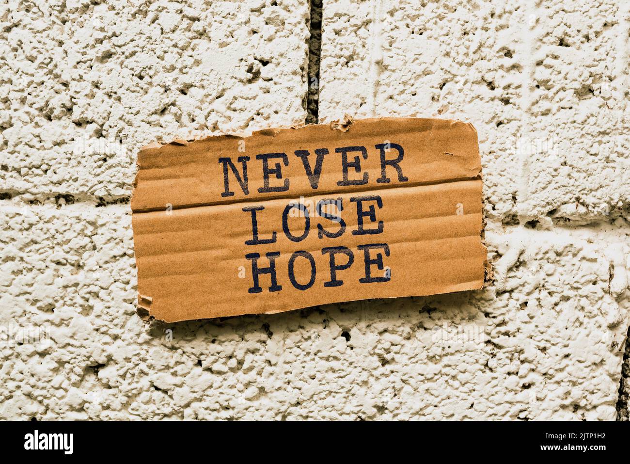 Hand writing sign Never Lose Hope, Business showcase Be positive ...