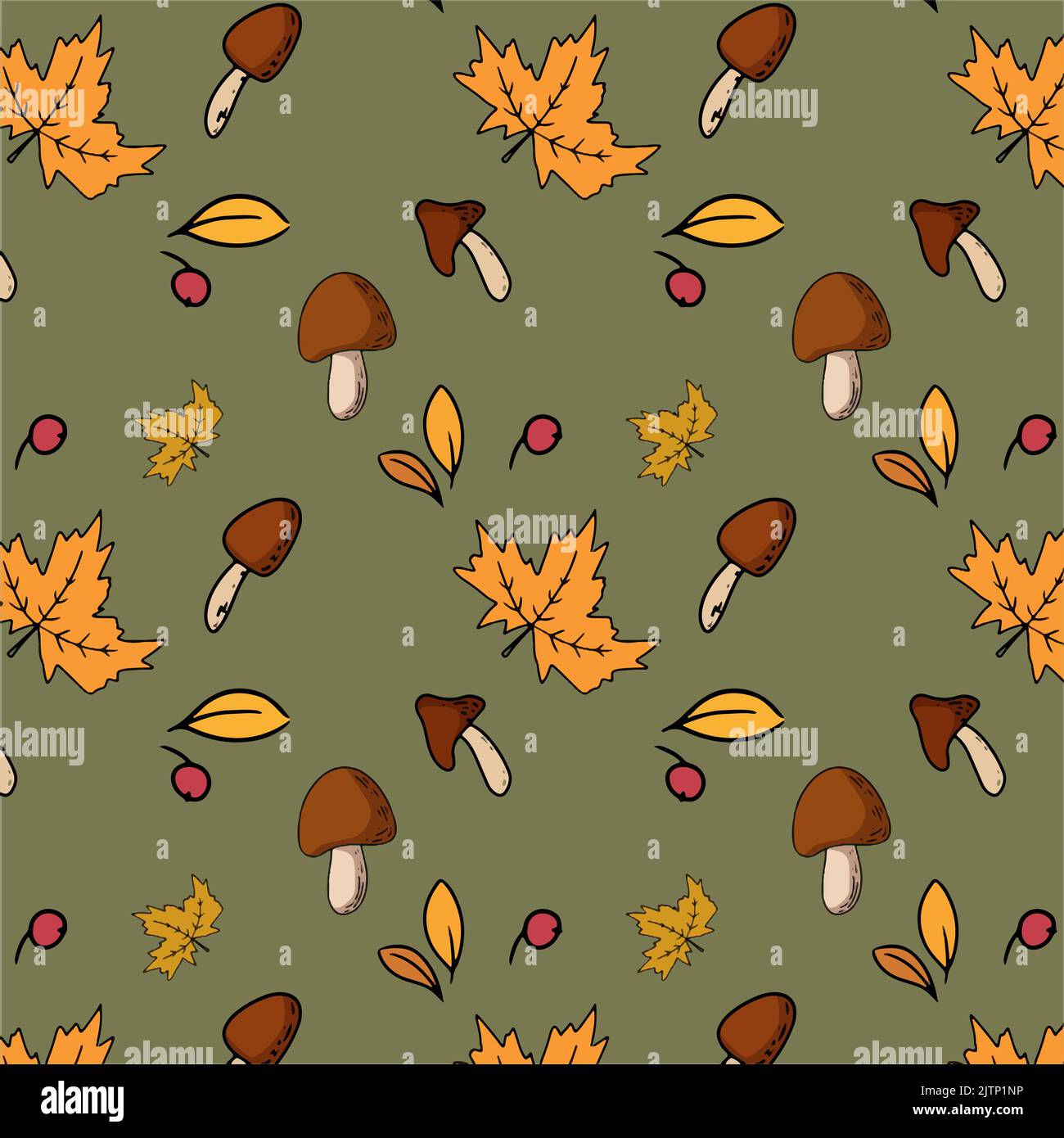 Autumn pattern leaves berries Stock Vector Images - Alamy