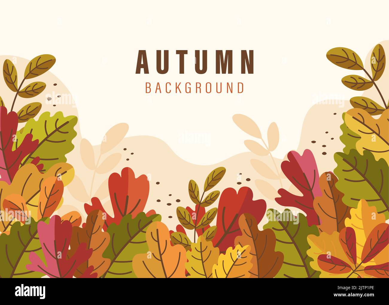 Autumn background with bright leaves arranged at the bottom Stock ...