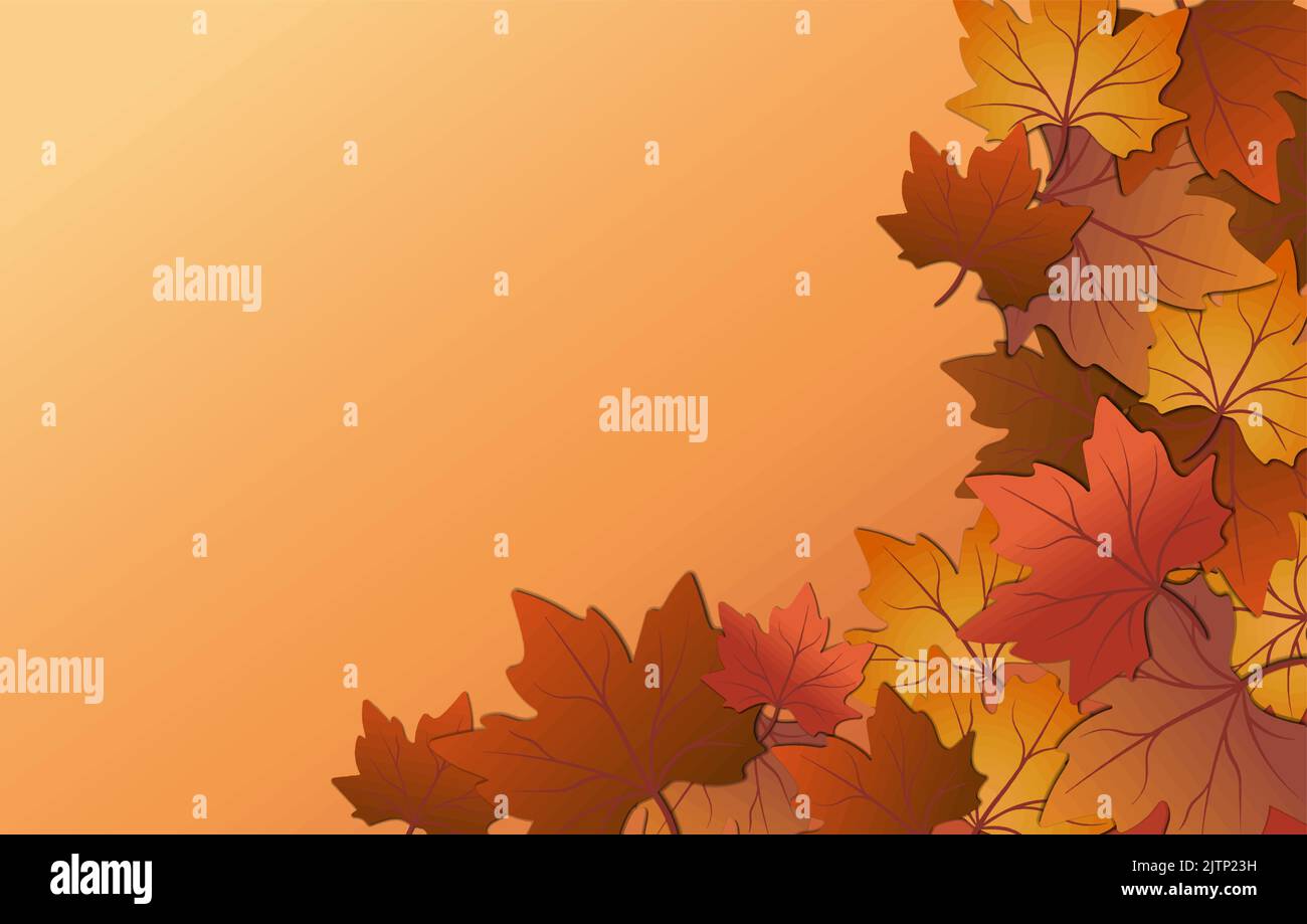 background with autumn leaves located at the right edge vector Stock ...