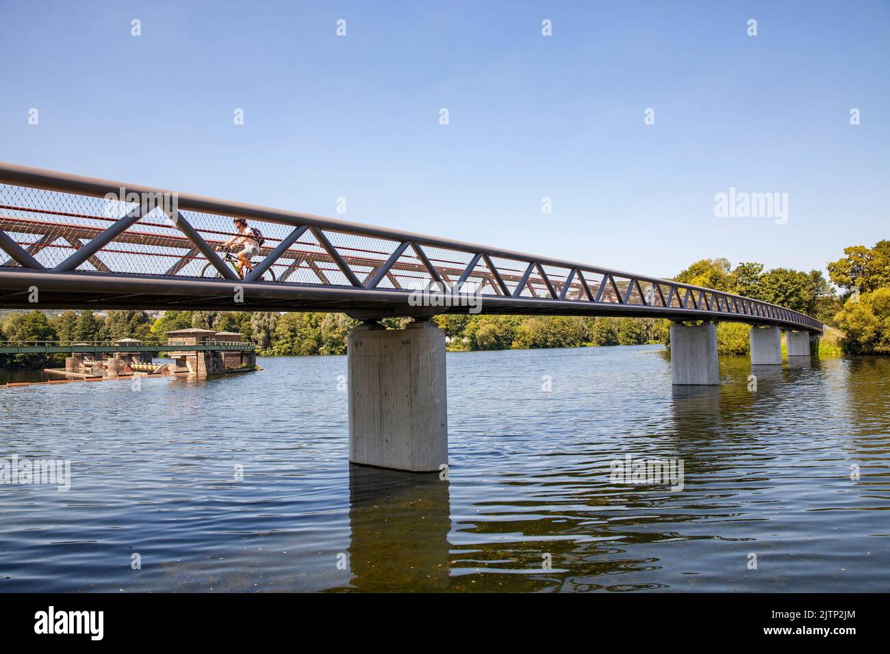 bridge of the Ruhr Valley Cycle Route at the mouth of the river Volme ...