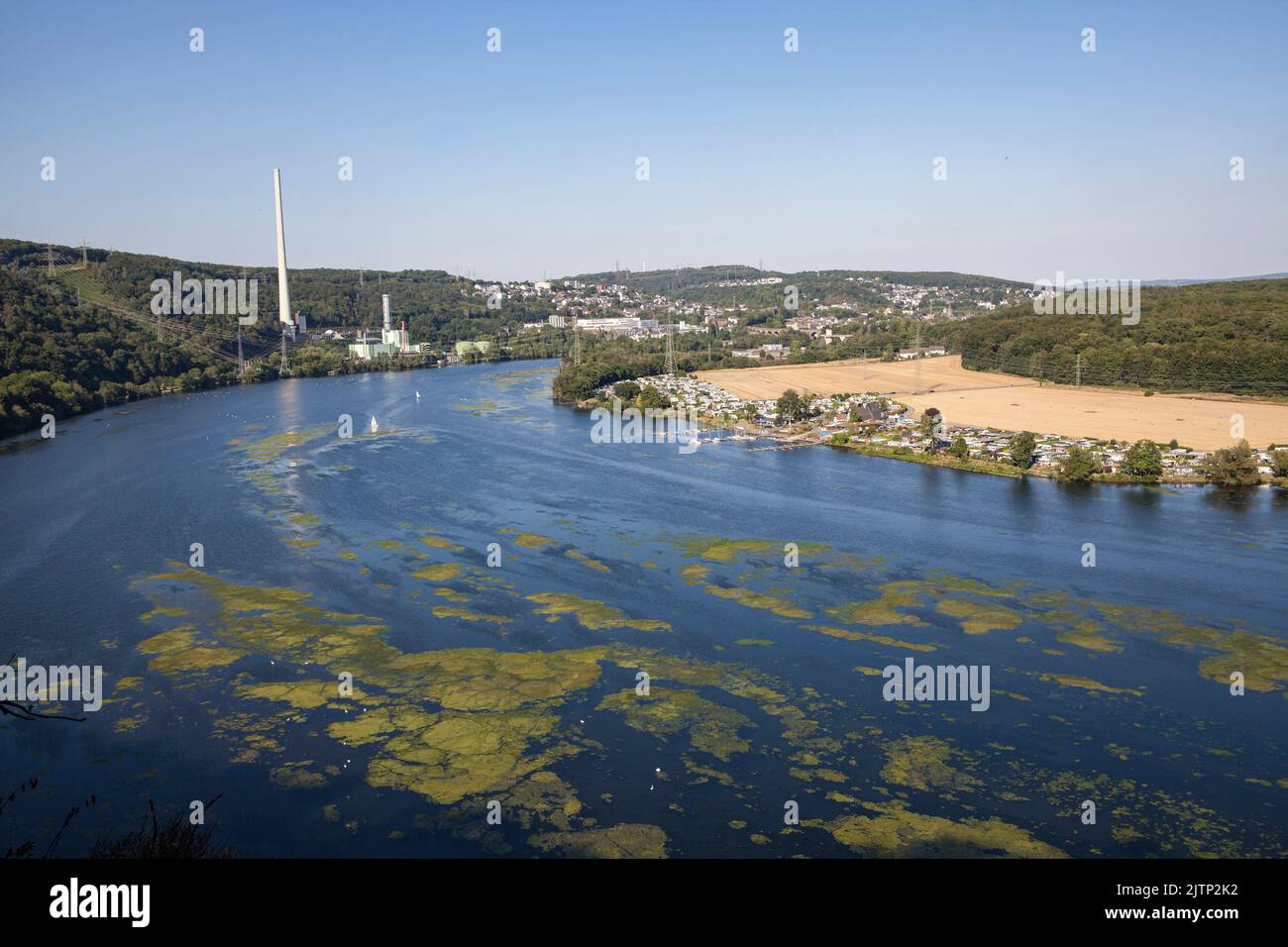 view over lake Harkort to the city of Herdecke and the Cuno combined ...
