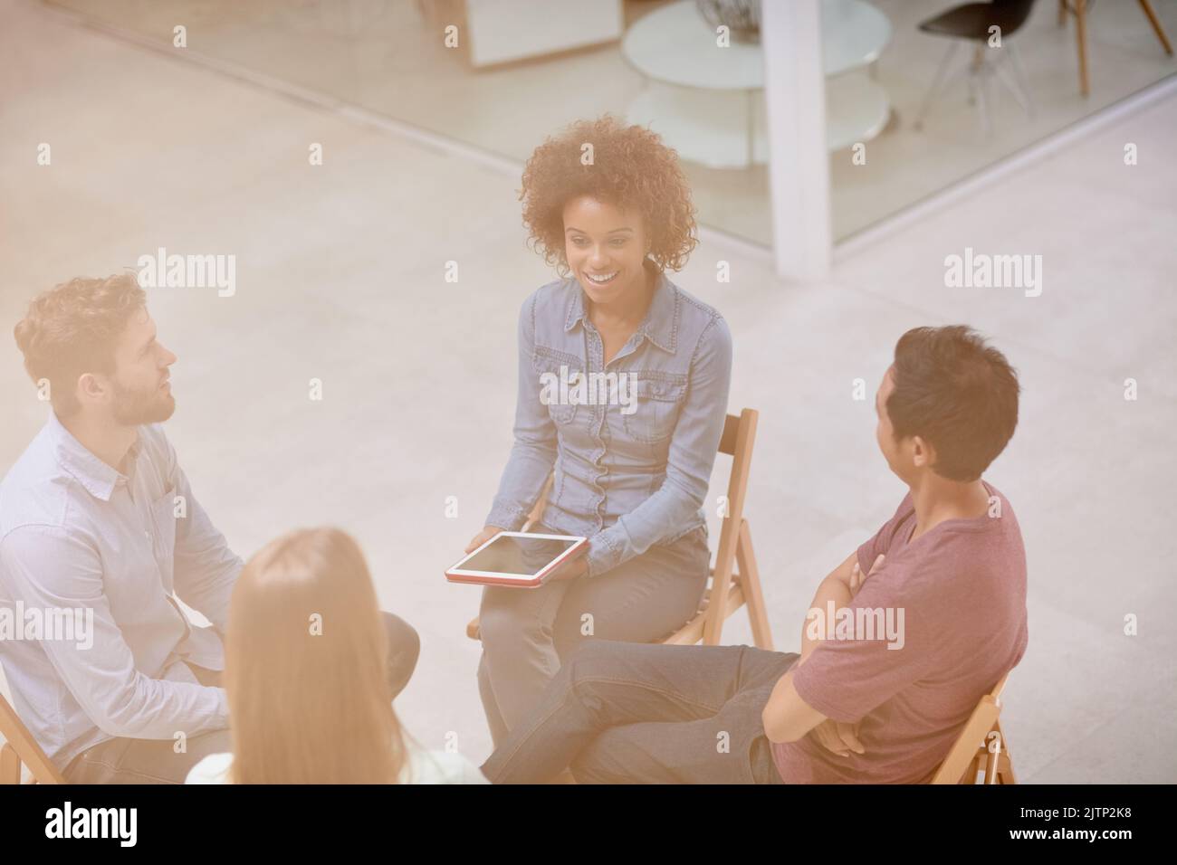 Theyre innovating business. High angle shot of a group of ...