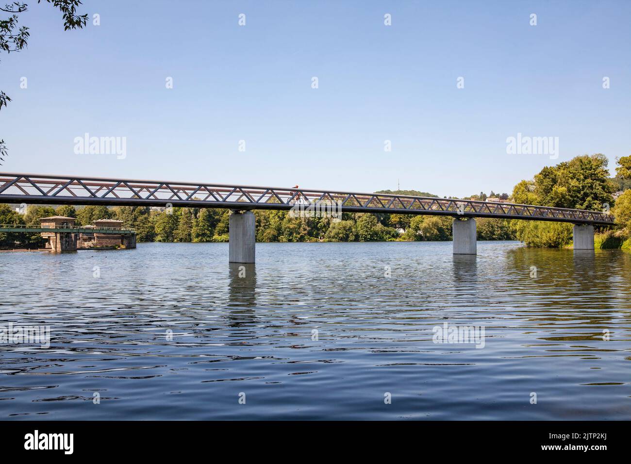bridge of the Ruhr Valley Cycle Route at the mouth of the river Volme ...