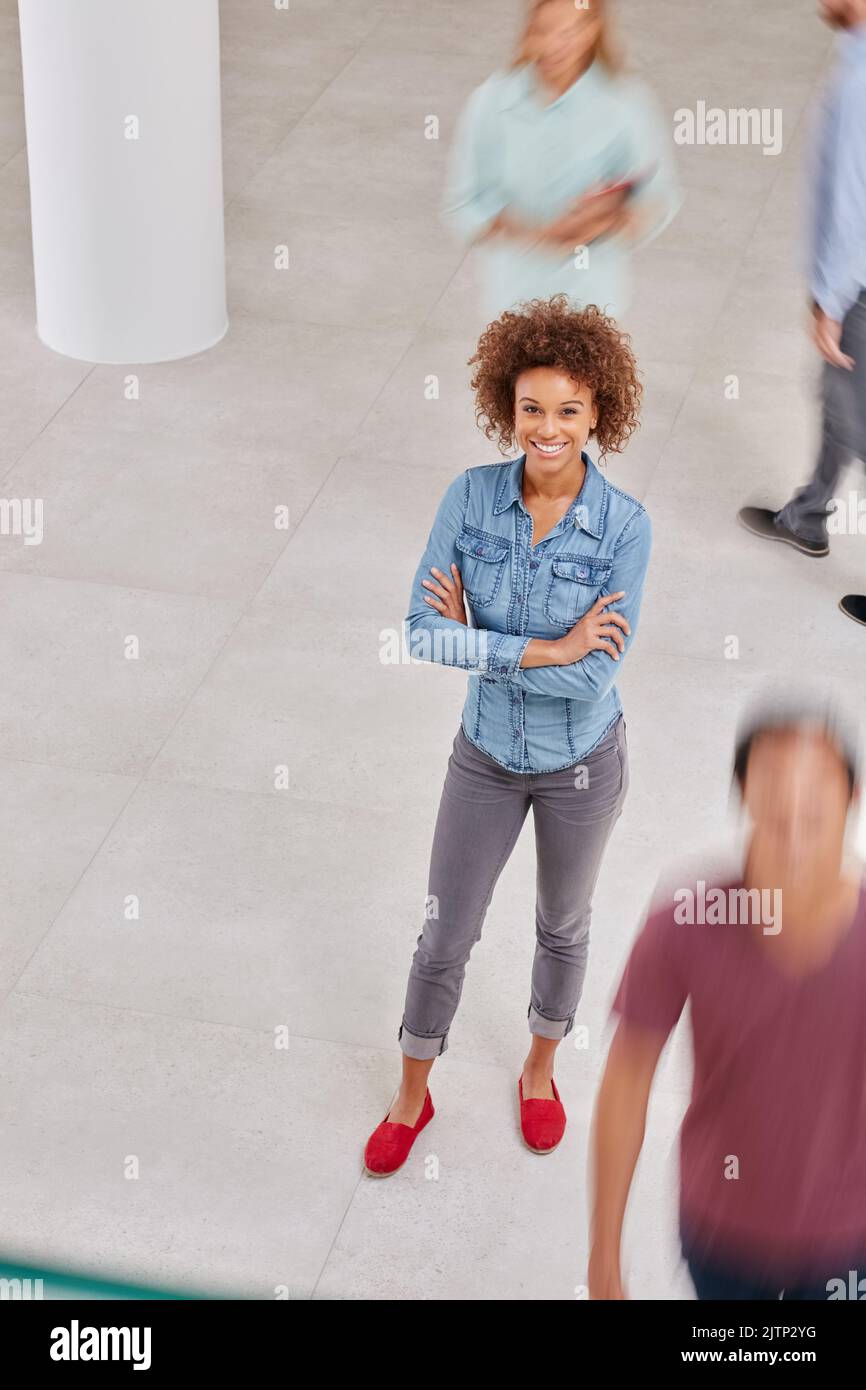 On our way to success. High angle portrait of a young businesswoman ...