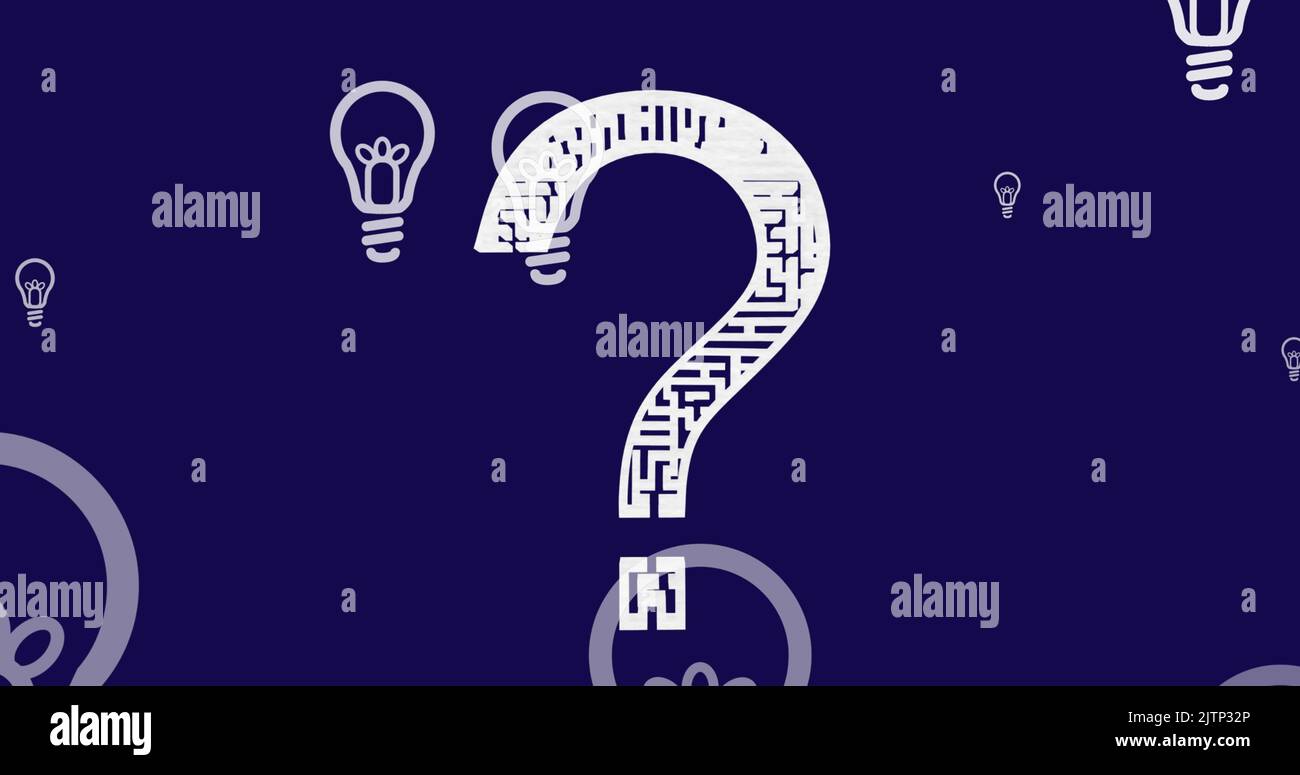 Image of question mark over light bulbs on black background Stock Photo ...