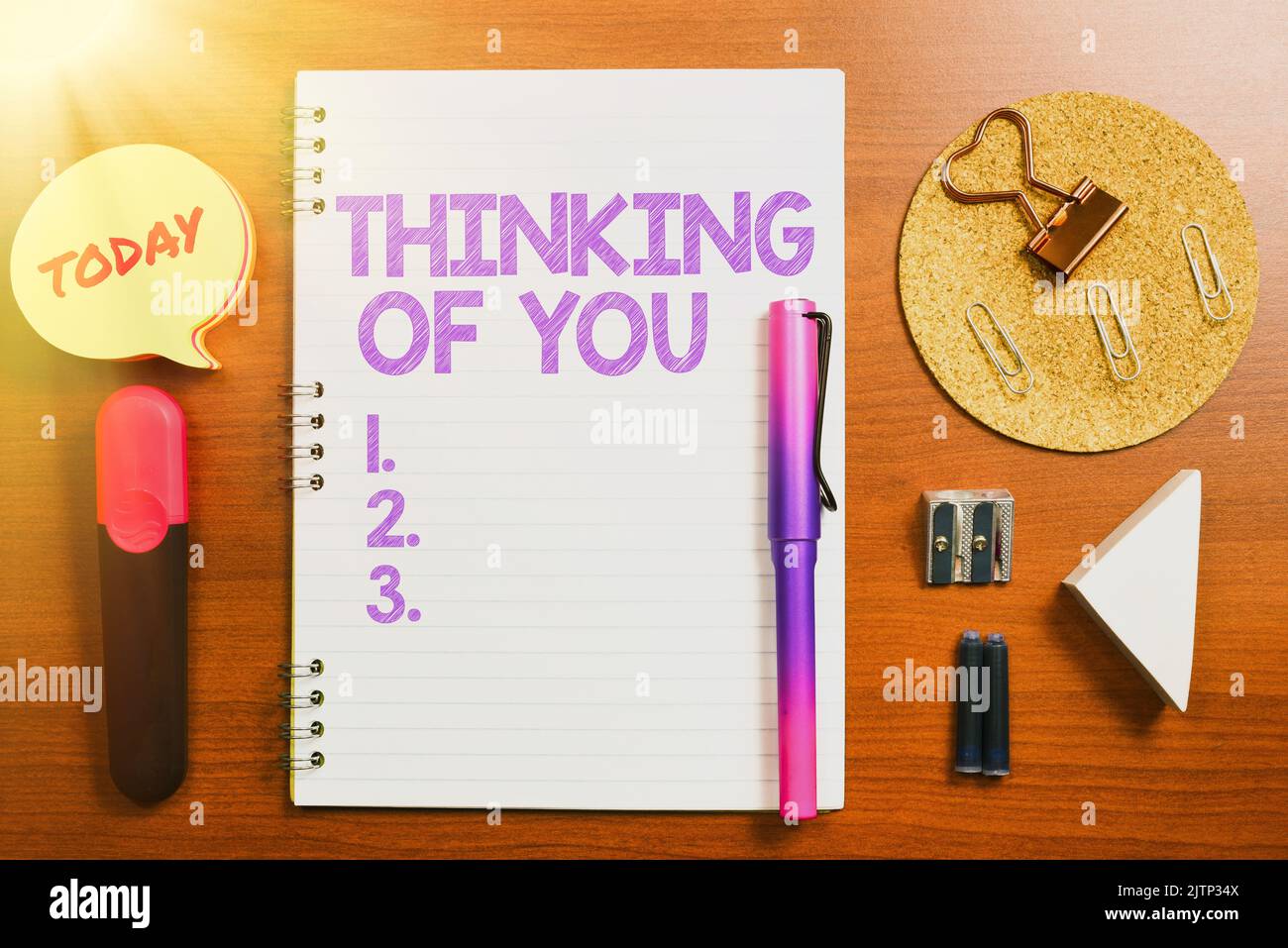 Hand writing sign Thinking Of You, Business showcase To have somebody ...