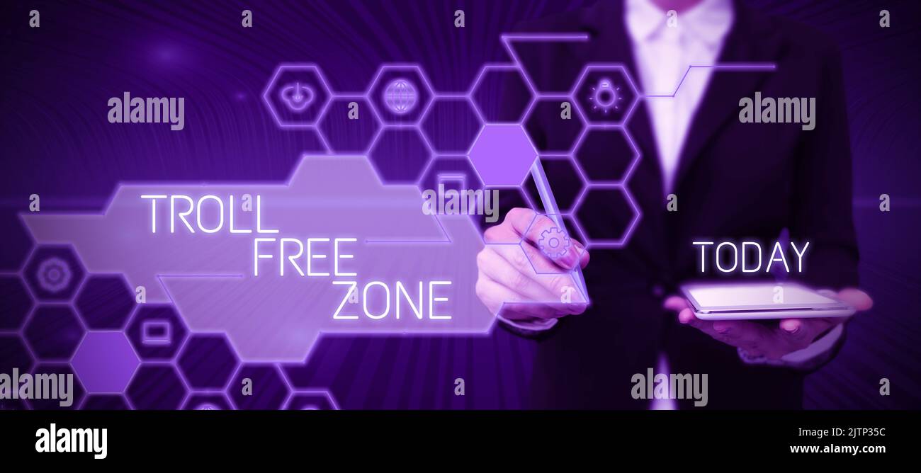 Writing displaying text Troll Free Zone, Word Written on Social network ...