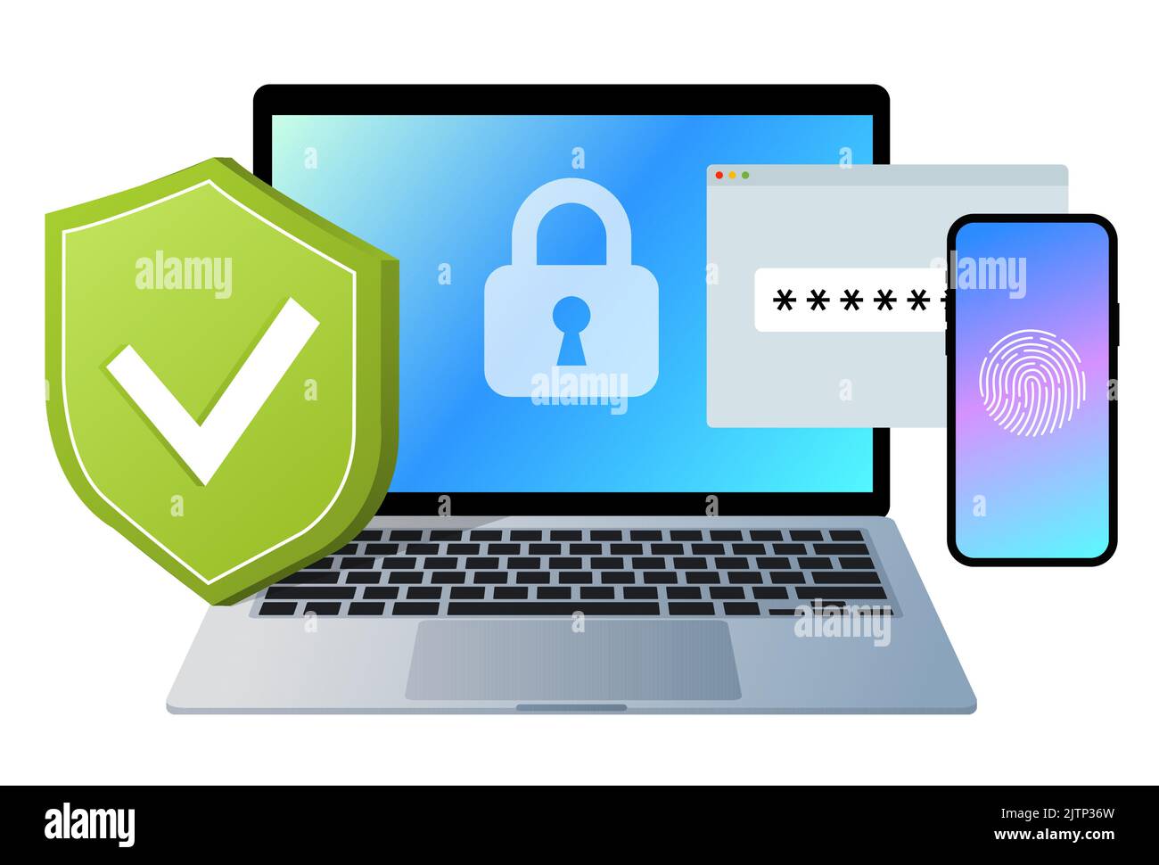 Internet Security Vector Illustration Concept Private Data On Desktop