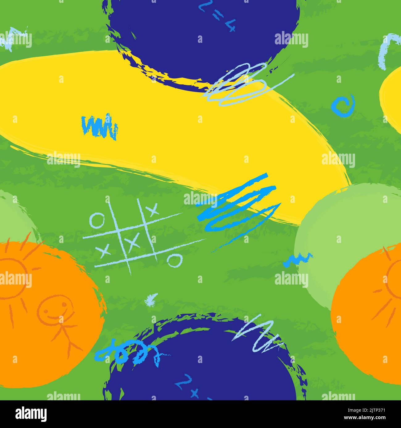 Seamless pattern with children's charcoal pencil drawings. Vector ...