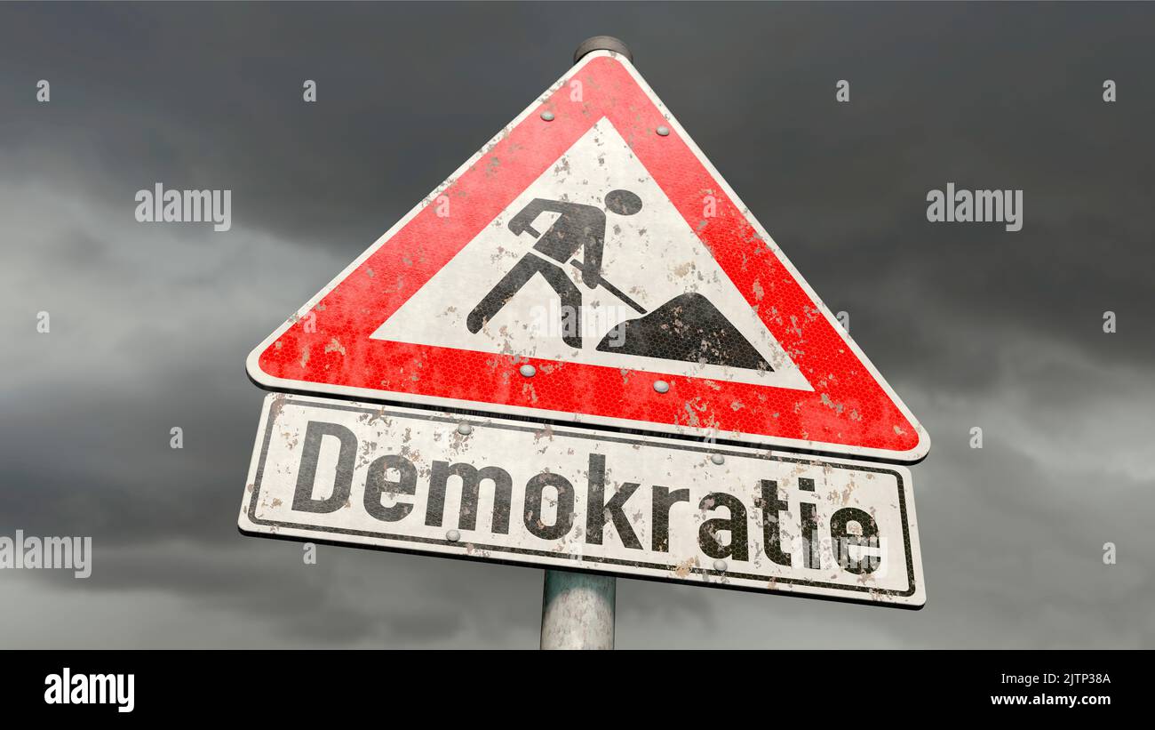 Road sign with the German word "Demokratie" (Democracy Stock Photo - Alamy