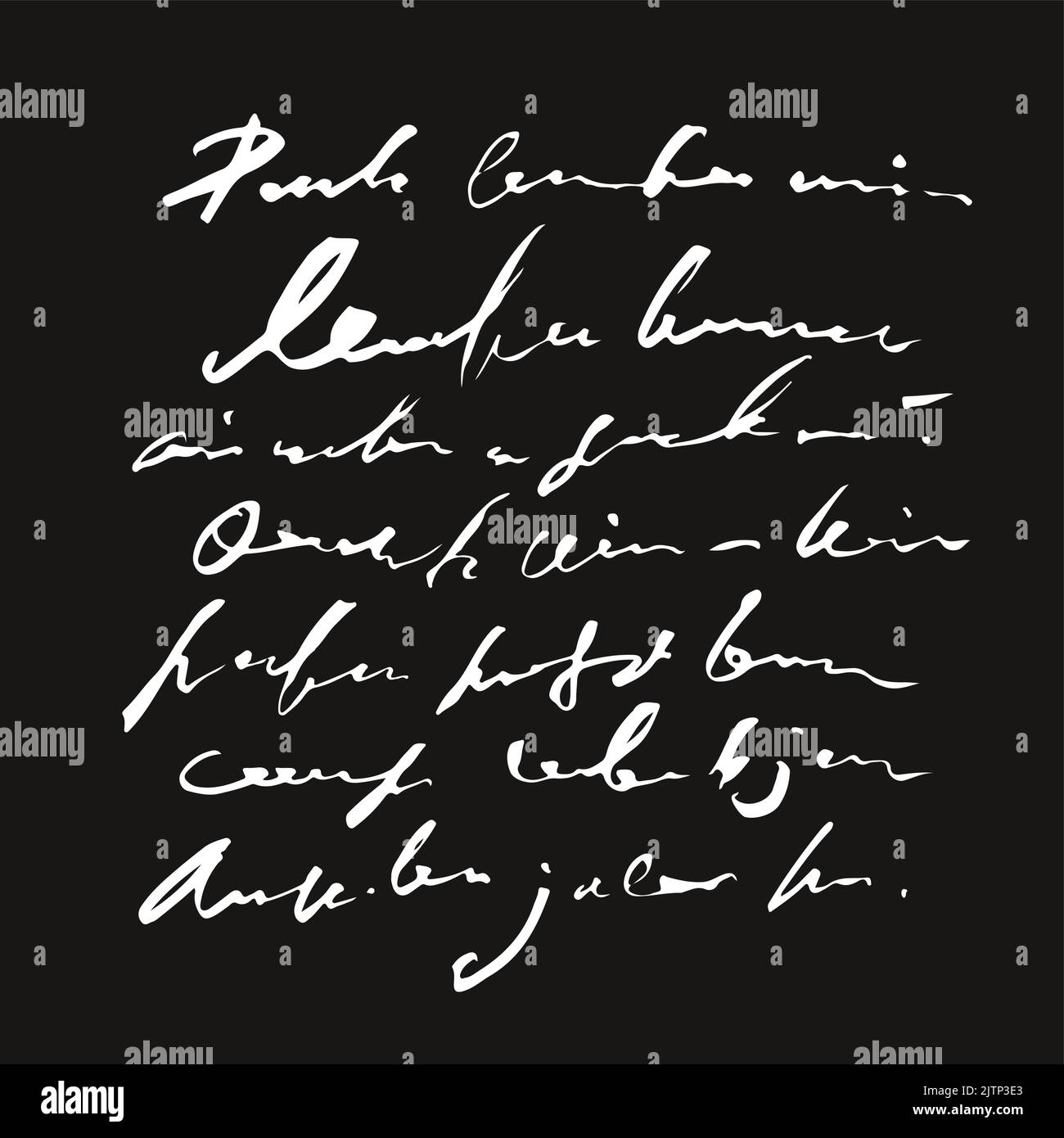 Handwritten abstract text illustration, vector monochrome script ...