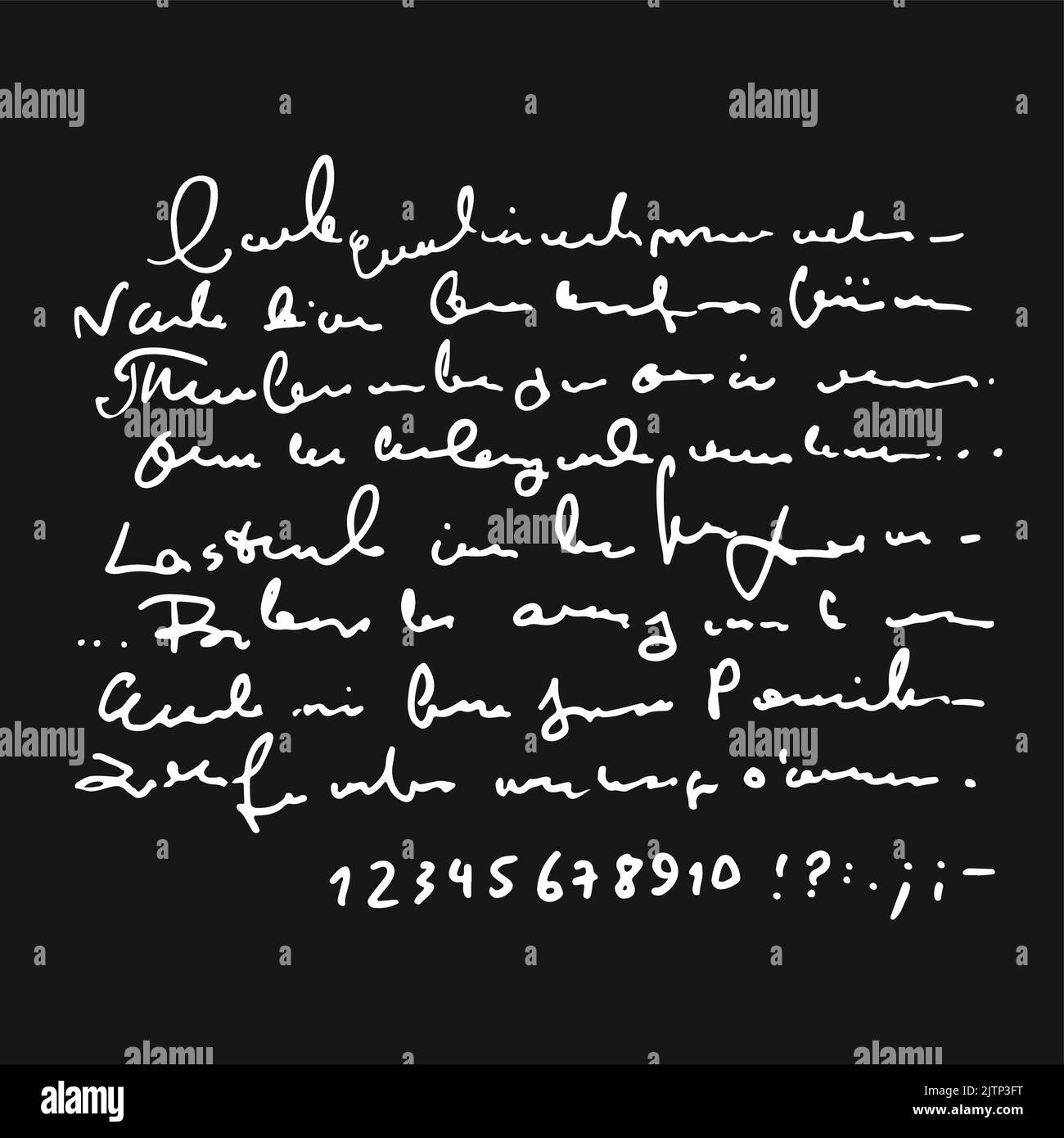 Handwritten abstract text illustration, vector monochrome script ...