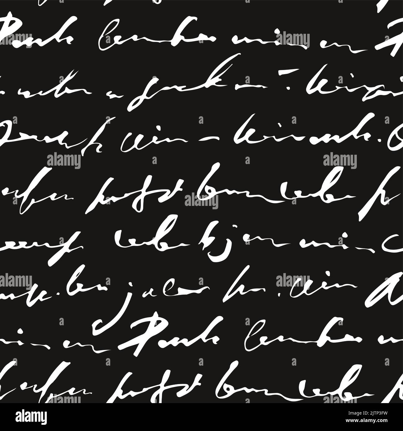 Handwritten abstract text seamless pattern, vector monochrome script background, hand drawn ...