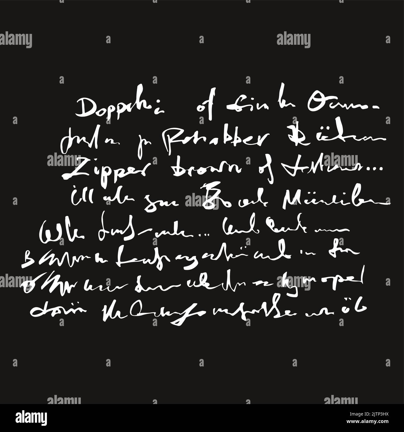 Handwritten abstract text illustration, vector monochrome script ...