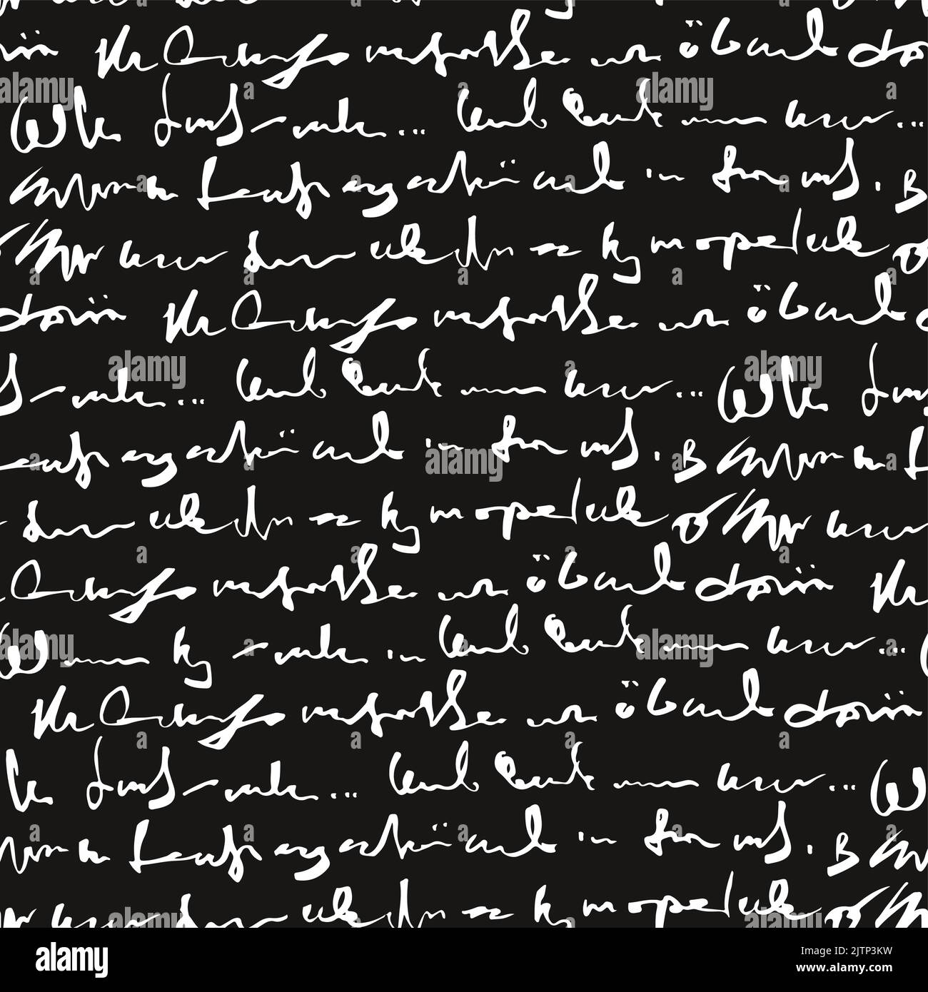 Handwritten abstract text seamless pattern, vector monochrome script ...
