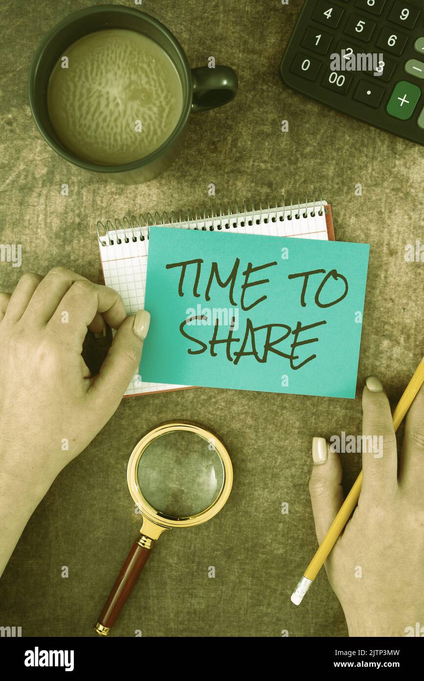 Text caption presenting Time To Share, Business approach Communicate ...