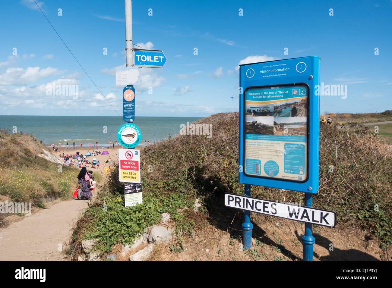 Botany Bay information board with number of warning and advice on lamp ...