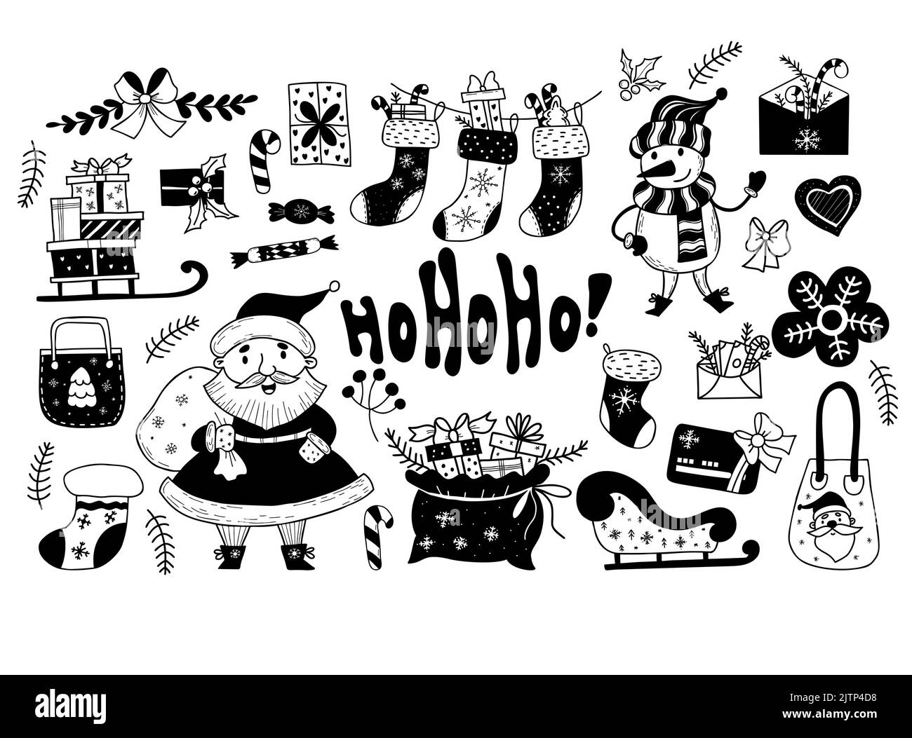 Christmas Doodle Collection Christmas Decor Ts And Characters Cute