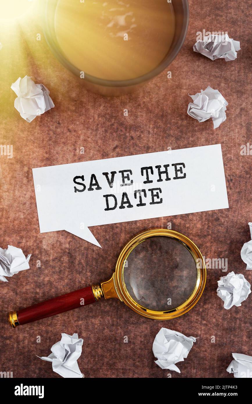 Text caption presenting Save The Date, Business showcase Systematized ...