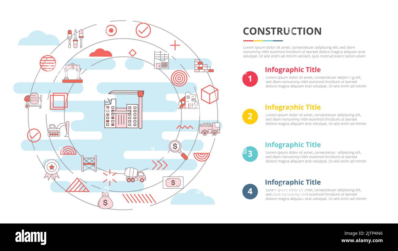 construction concept for infographic template banner with four point list information vector ...