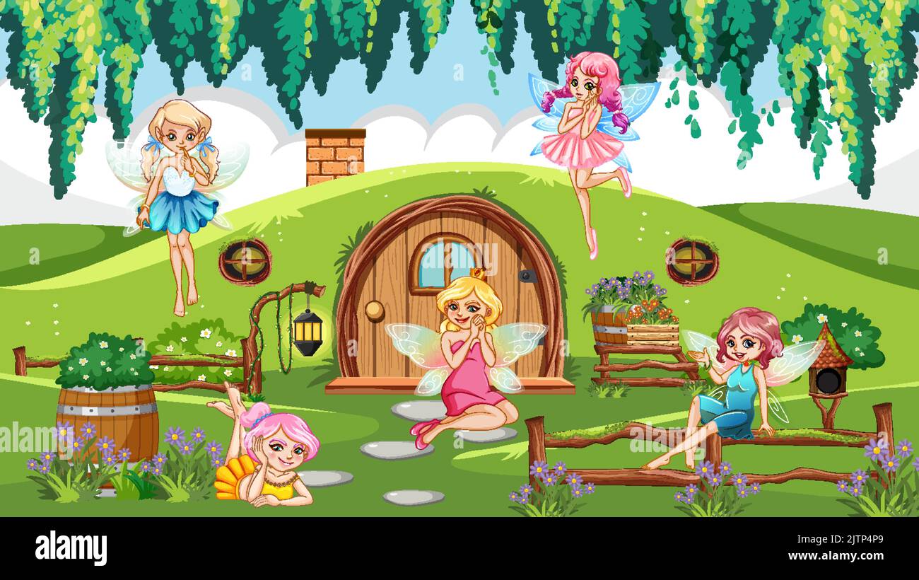 Fairies at fantasy land illustration Stock Vector Image & Art - Alamy
