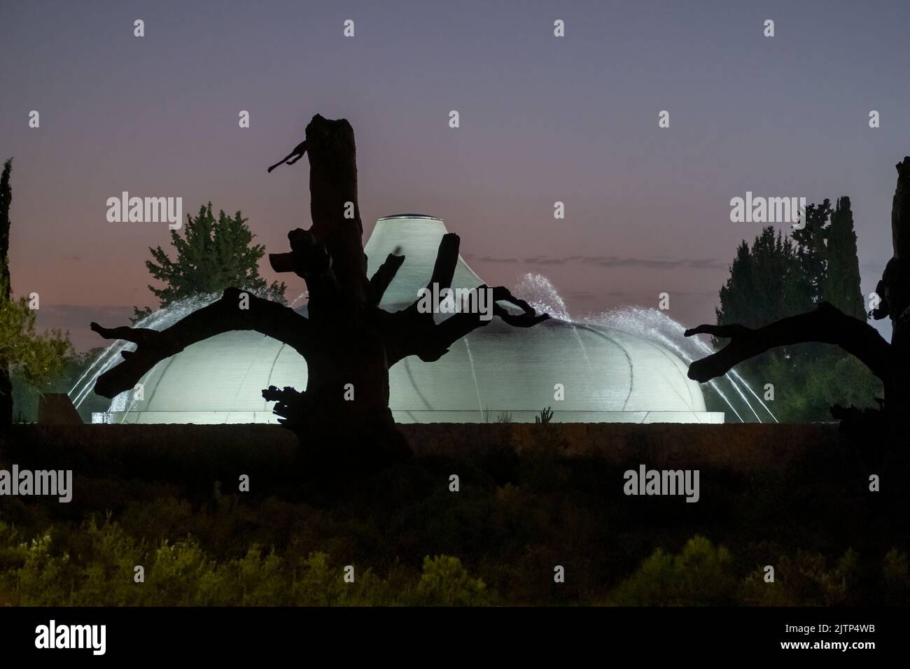View at twilight of "Shrine of the Book" or "Hechal Hasefer" a wing of ...