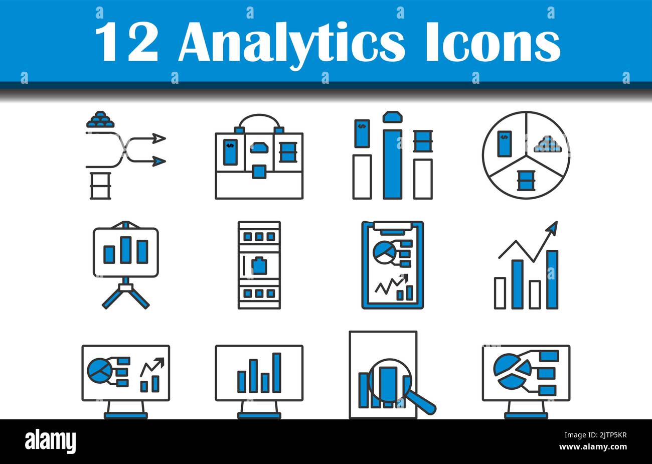 Analytics Icon Set. Editable Bold Outline With Color Fill Design ...