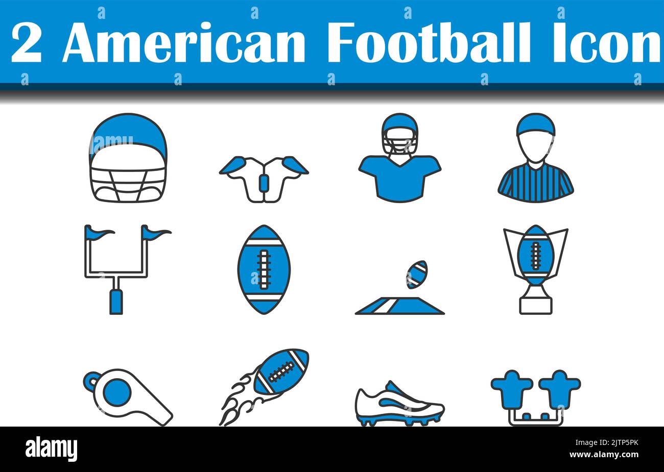 American Football Icon Set. Editable Bold Outline With Color Fill ...