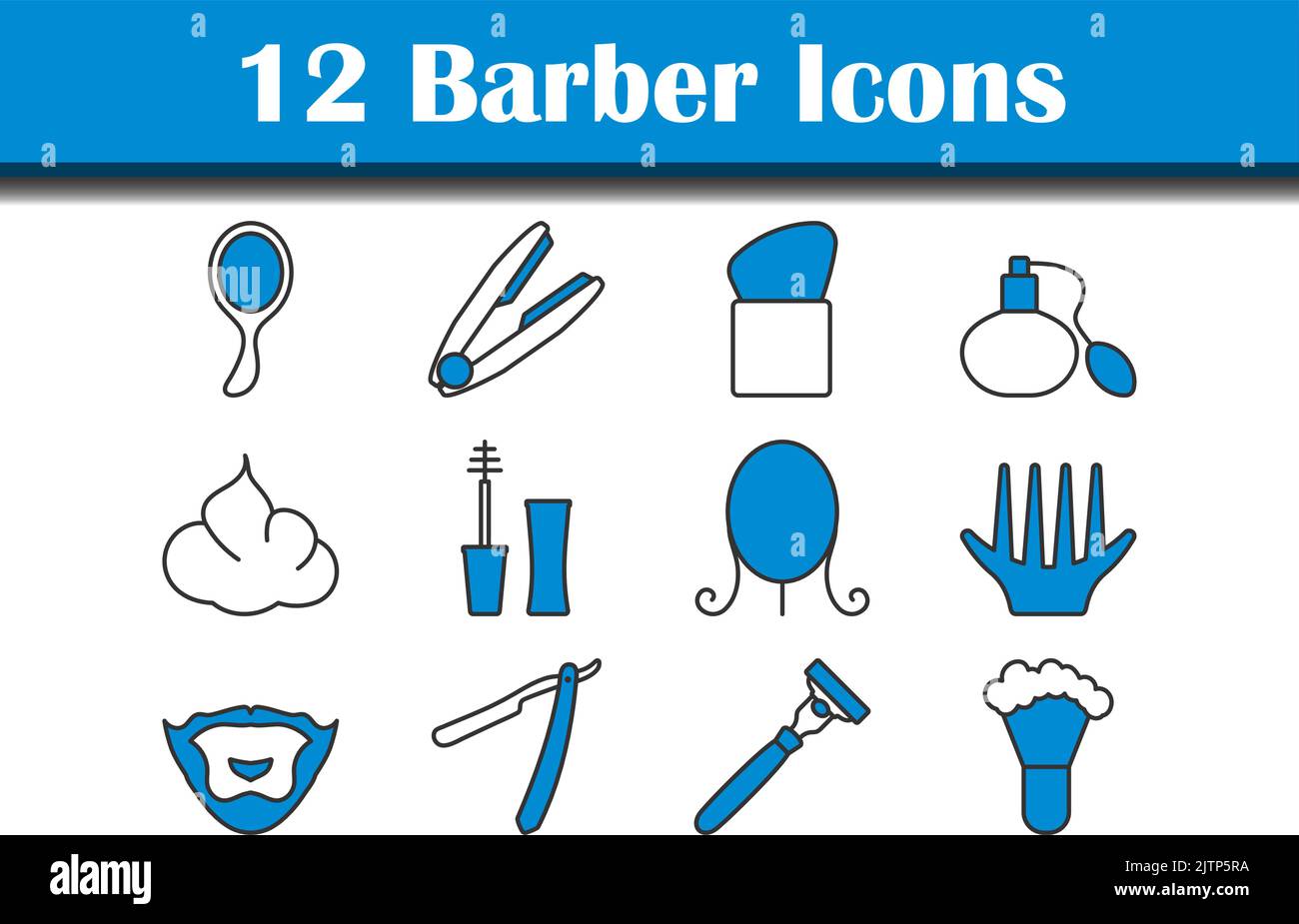 Barber Icon Set. Editable Bold Outline With Color Fill Design. Vector ...