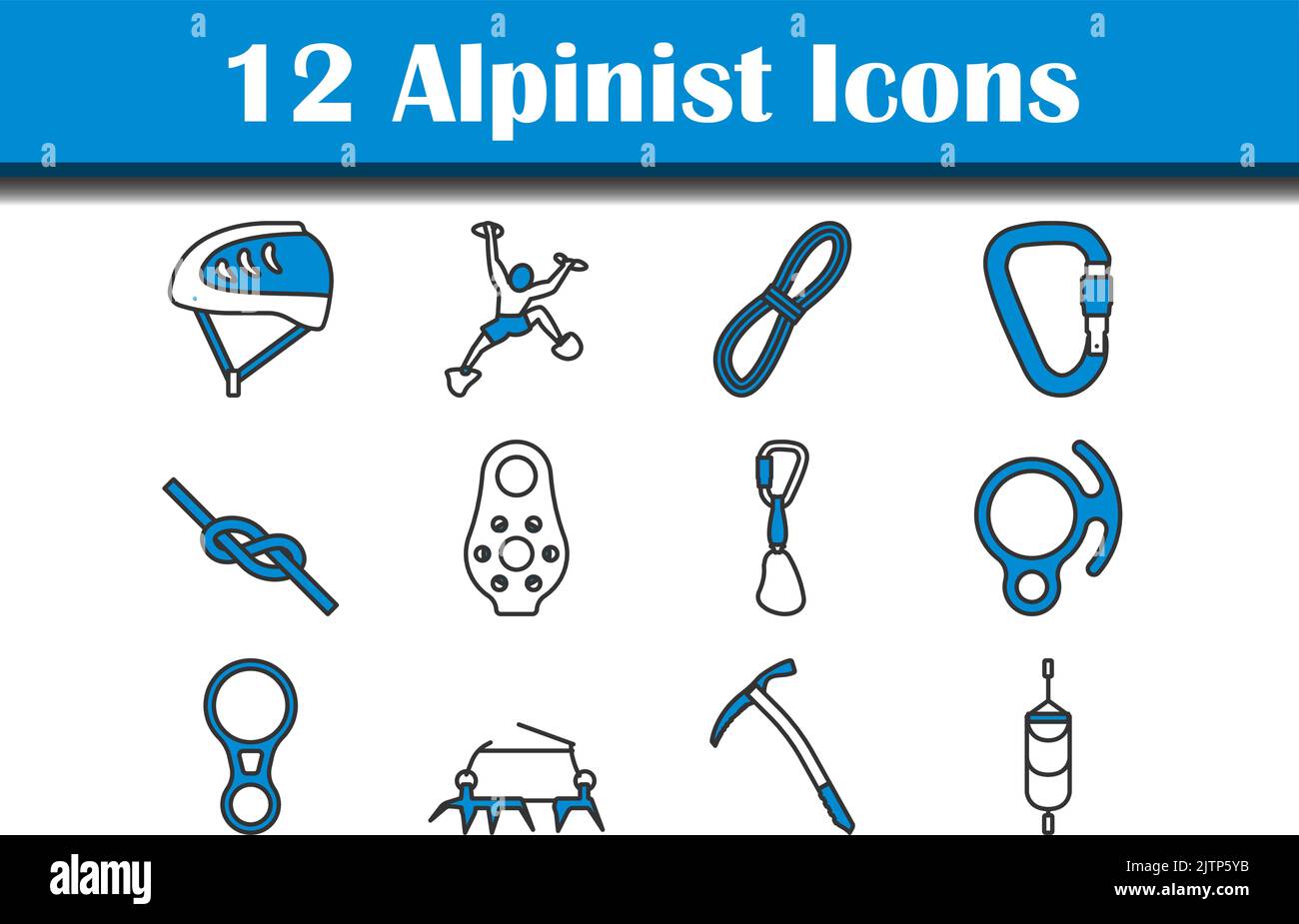 Alpinist Icon Set. Editable Bold Outline With Color Fill Design. Vector ...