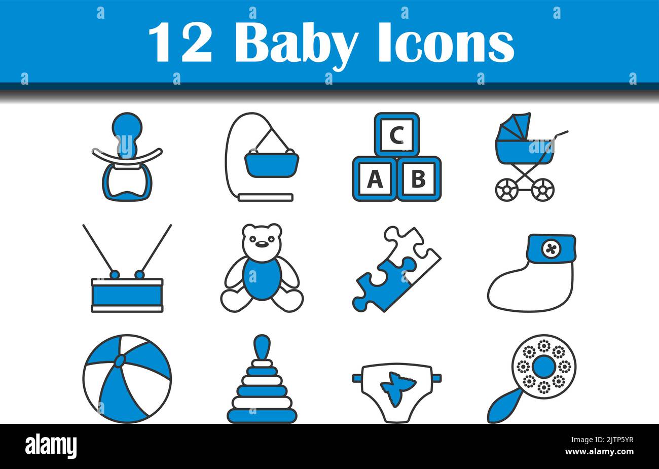 Baby Icon Set. Editable Bold Outline With Color Fill Design. Vector ...
