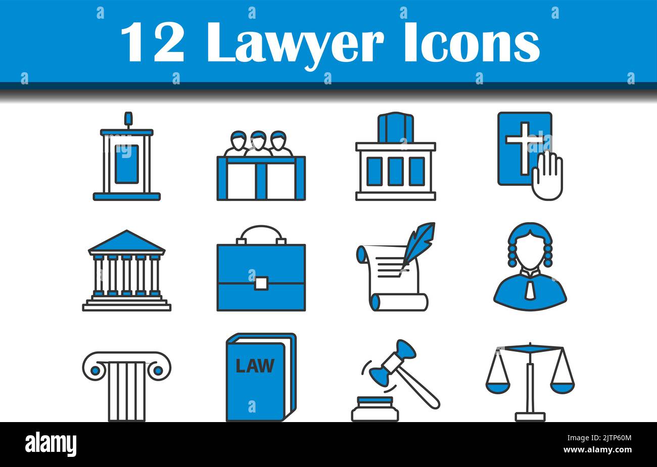 Lawyer Icon Set. Editable Bold Outline With Color Fill Design. Vector ...