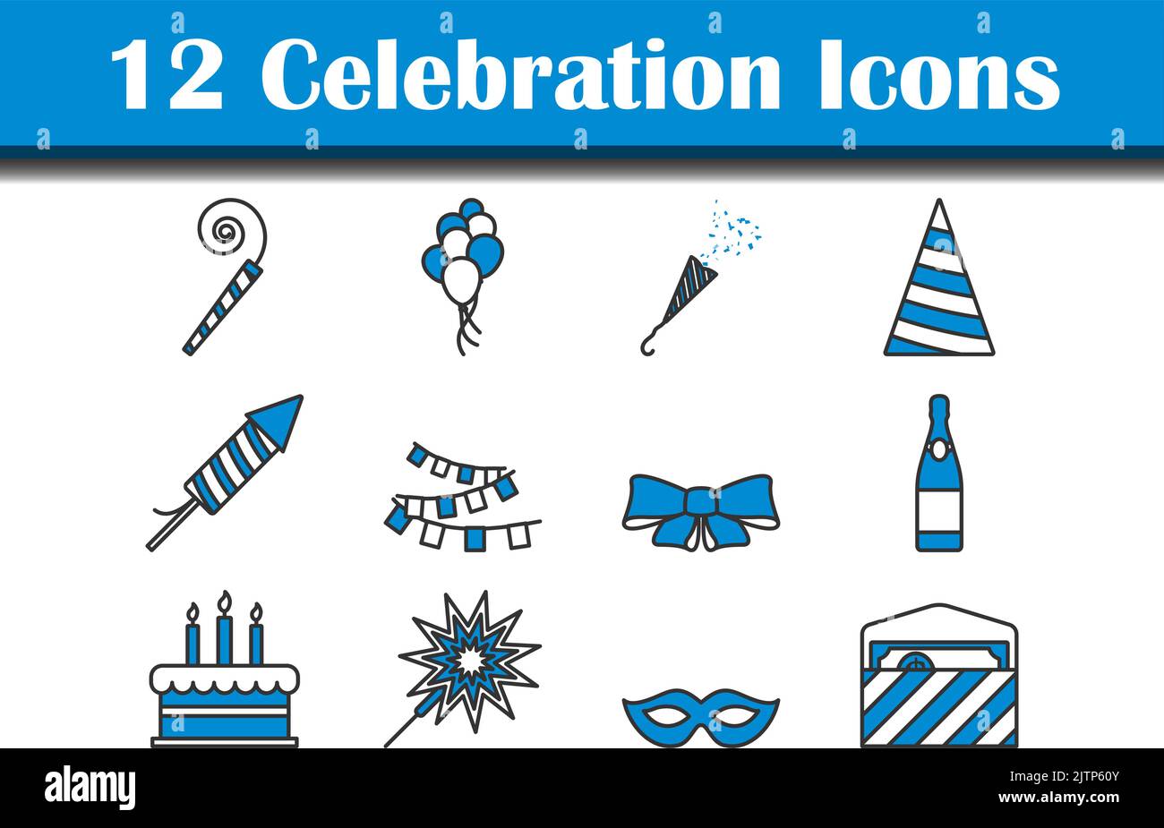 Celebration Icon Set. Editable Bold Outline With Color Fill Design ...