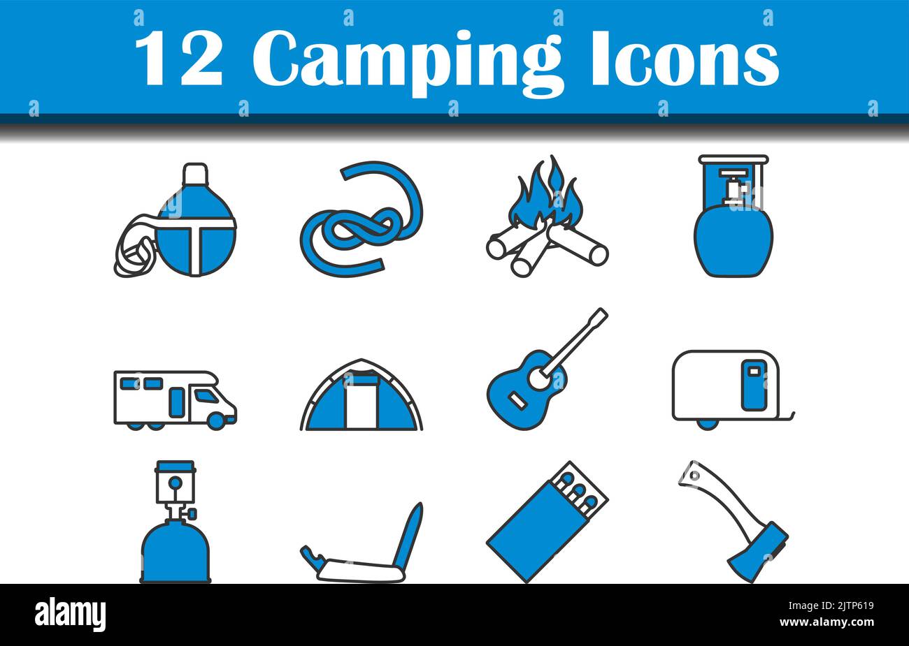 Camping Icon Set. Editable Bold Outline With Color Fill Design. Vector ...
