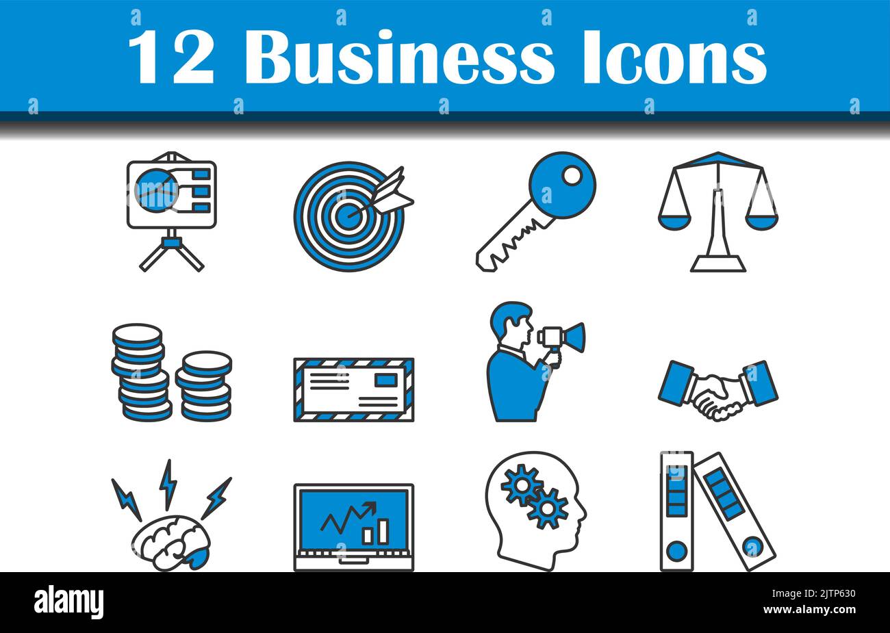 Business Icon Set. Editable Bold Outline With Color Fill Design. Vector ...