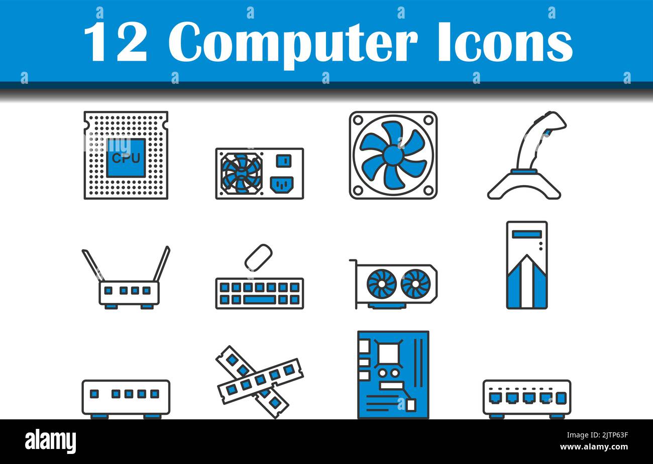 Computer Icon Set. Editable Bold Outline With Color Fill Design. Vector ...