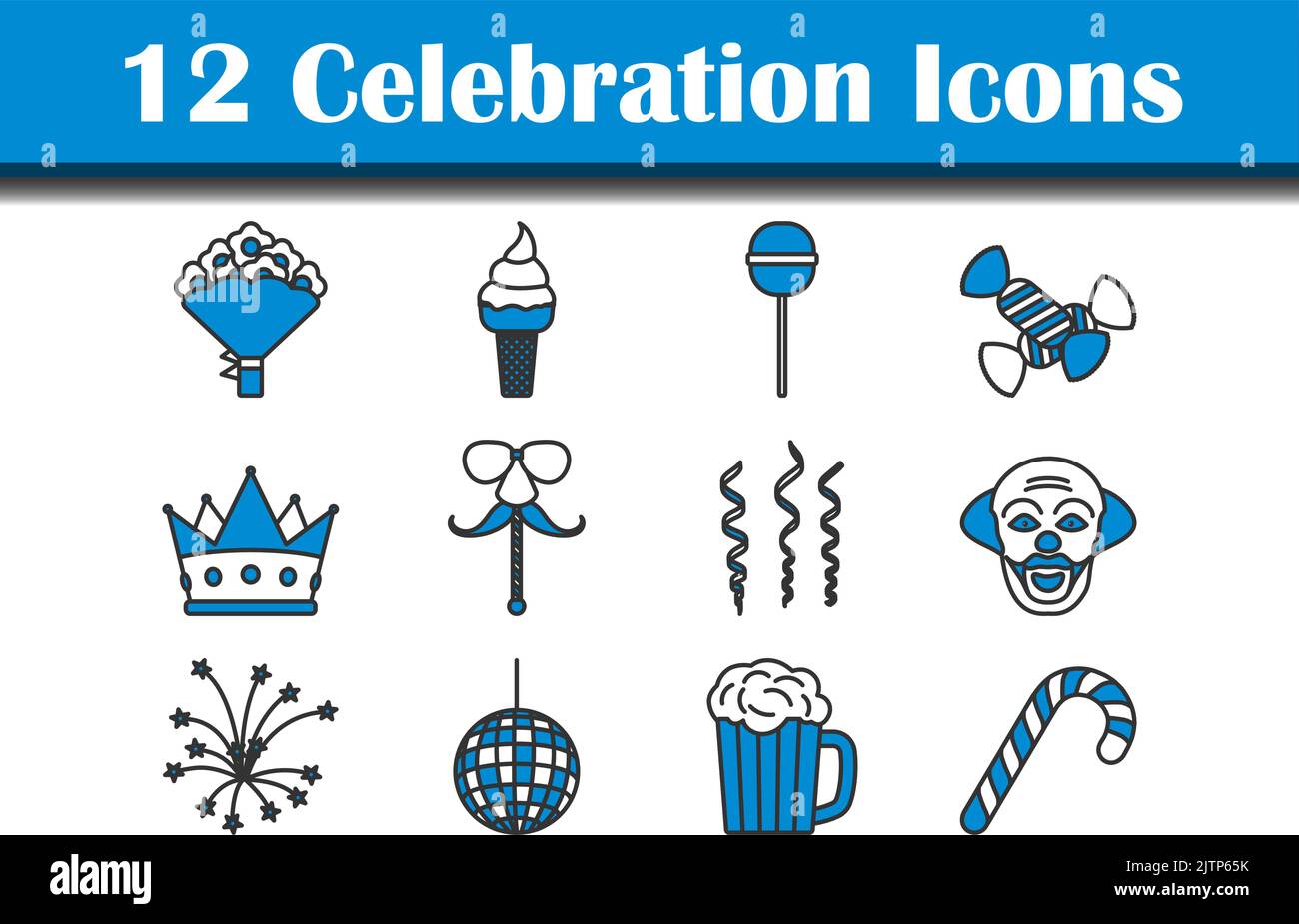 Celebration Icon Set. Editable Bold Outline With Color Fill Design ...